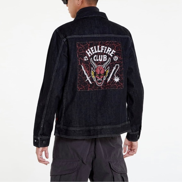 Vans | Jackets & Coats | Vans Jean Jacket Stranger Things Hell Fire ...
